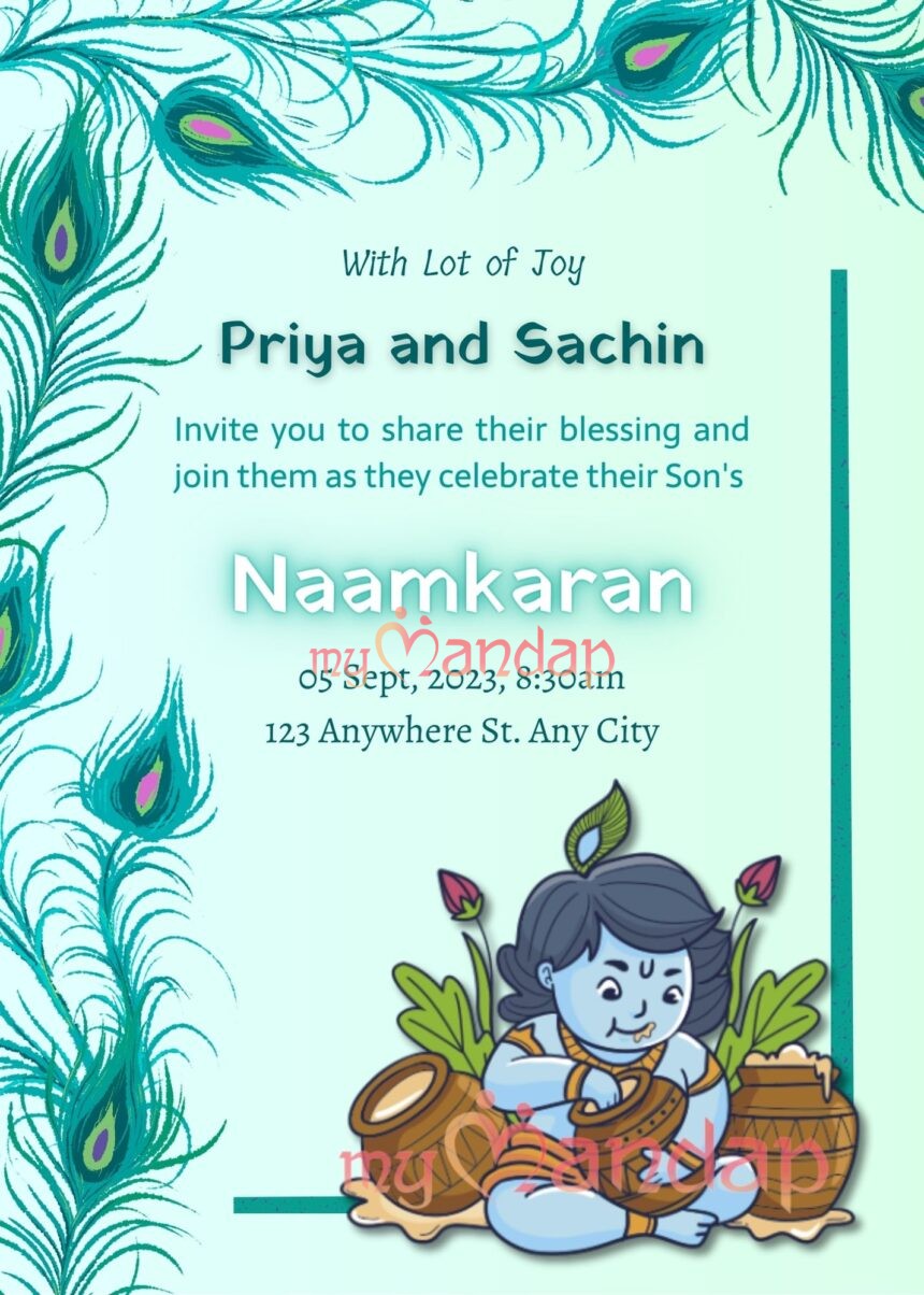 Baby Krishna Namkaran Card - myMandap Cards